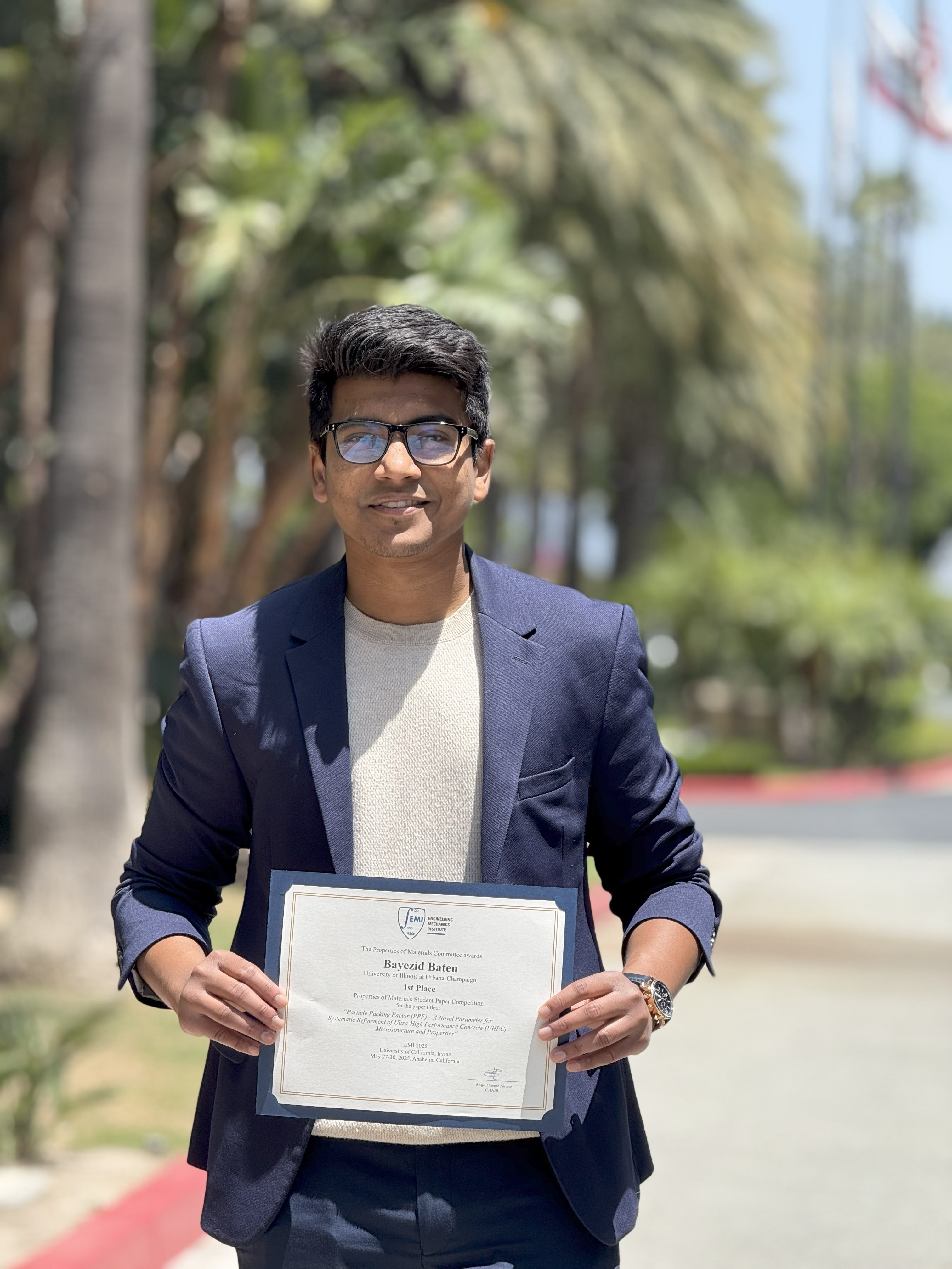 Doctoral student wins first prize in Properties of Materials Student Paper Competition | Civil ...